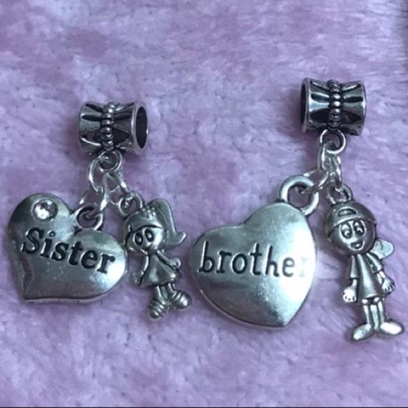 Jewelry | Sister Girl Daughter Brother Boy Son Charm Set For Bracelet ...